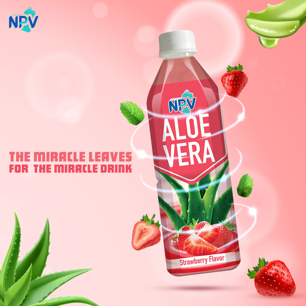 Aloe Vera Drink With Strawberry Flavor 500ml Bottle - NPV Beverage